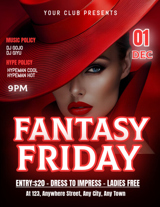 Red Joyful Fantasy Friday Flyer (us Letter) Template | PosterMyWall