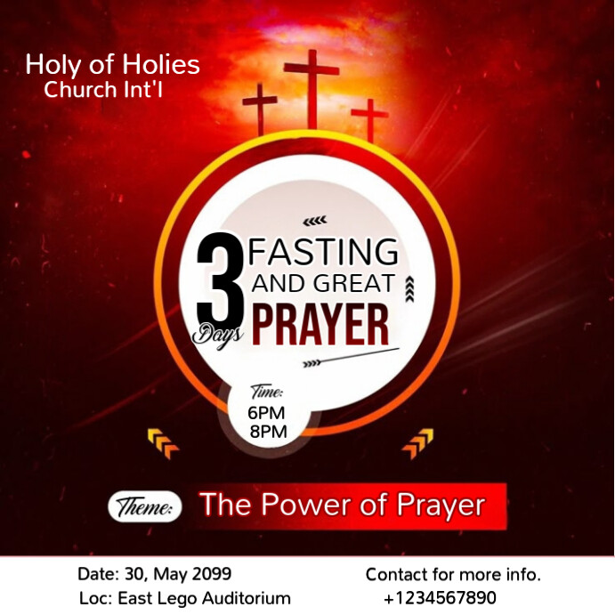 Copy of Red Joyful Fasting And Prayers Church Event With Abstract Cross ...