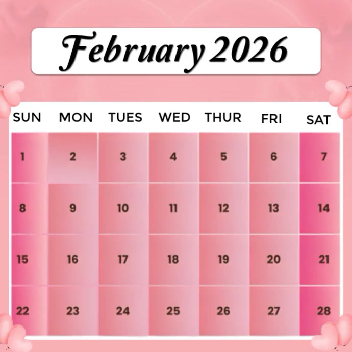 Red Joyful February 2026 Calendar Instagram Post Template | PosterMyWall