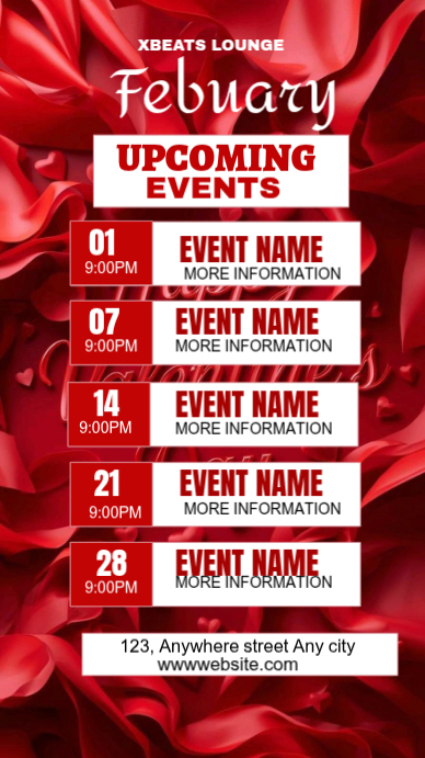 Red Joyful February Schedule Instagram Story Template | PosterMyWall