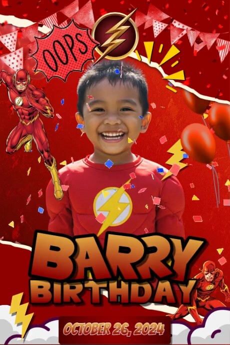 Plantilla de Red Joyful Flash Birthday Ref Magnet Poster | PosterMyWall