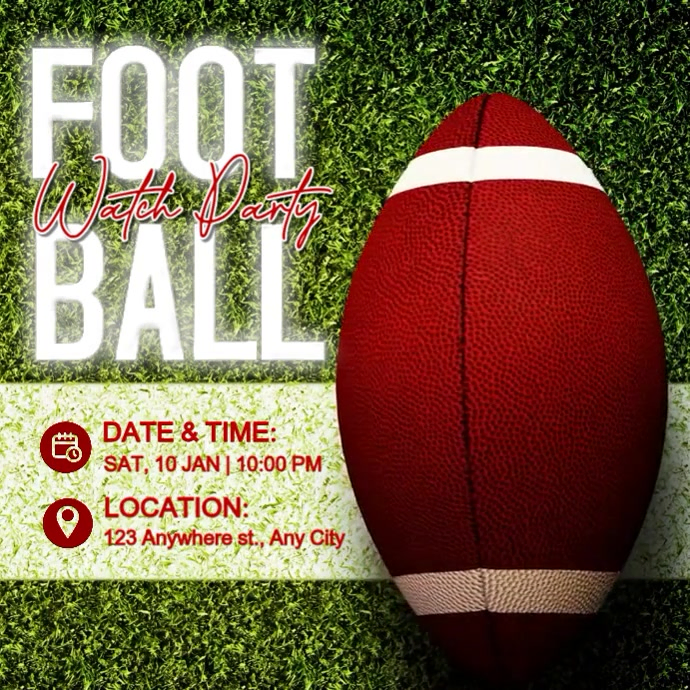 Red Joyful Football Watch Party Instagram Post Template | PosterMyWall