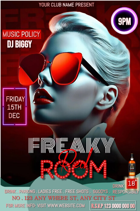 Plantilla de Red Joyful Freaky Red Room Poster | PosterMyWall