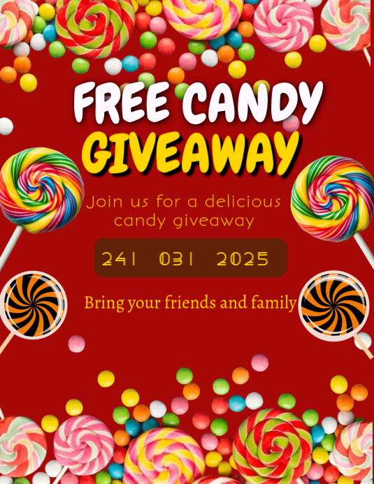 Copy of Red Joyful Free Candy Giveaway Flyer (us Letter) | PosterMyWall