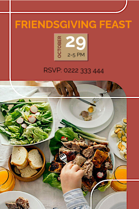 Red Joyful Friendsgiving Feast Poster Templat | PosterMyWall