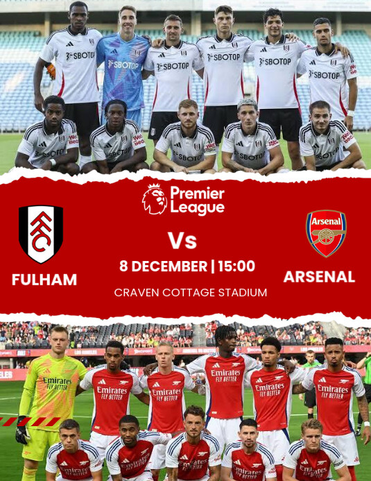 Copy of Red Joyful Fulham Vs Arsenal Premier League Match Flyer (us ...