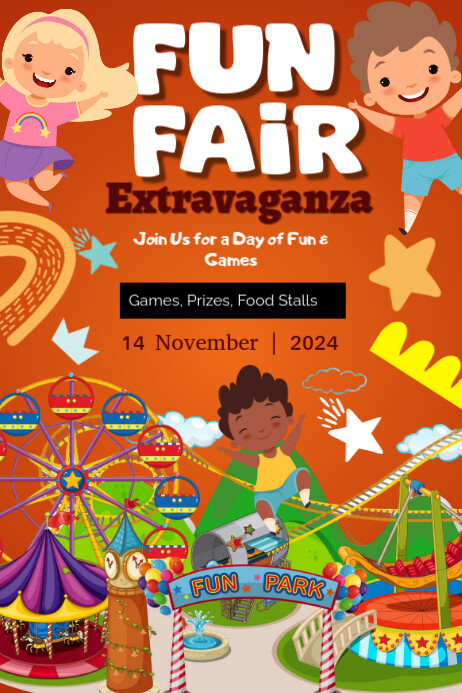 Plantilla de Red Joyful Fun Fair Poster | PosterMyWall