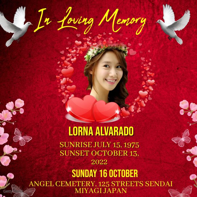 Red Joyful Funeral Flyer Instagram Post Template | PosterMyWall