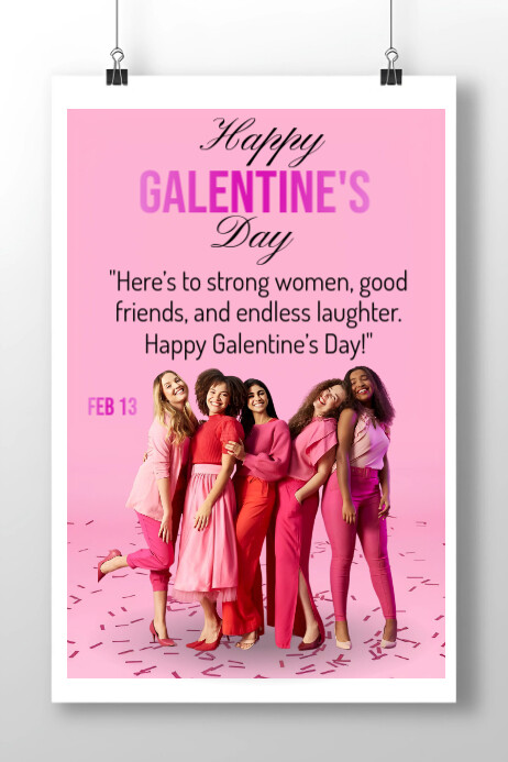 Plantilla de Red Joyful Galentine's Day Poster | PosterMyWall