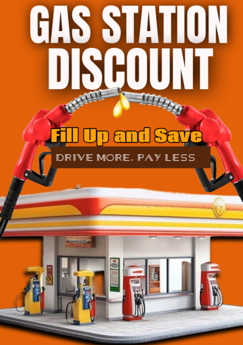Red Joyful Gas Station Discount A2 Template | PosterMyWall