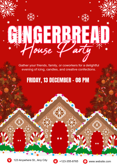 Copy of Red Joyful Gingerbread House Day A4 | PosterMyWall