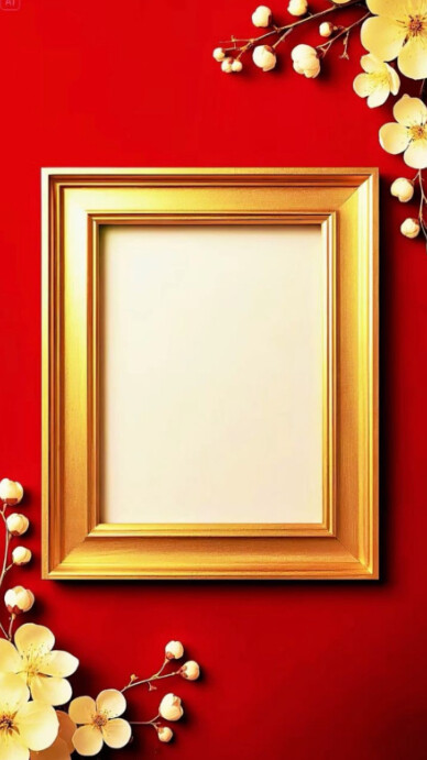Red Joyful Gold Photo Frame Facebook Story Template | PosterMyWall
