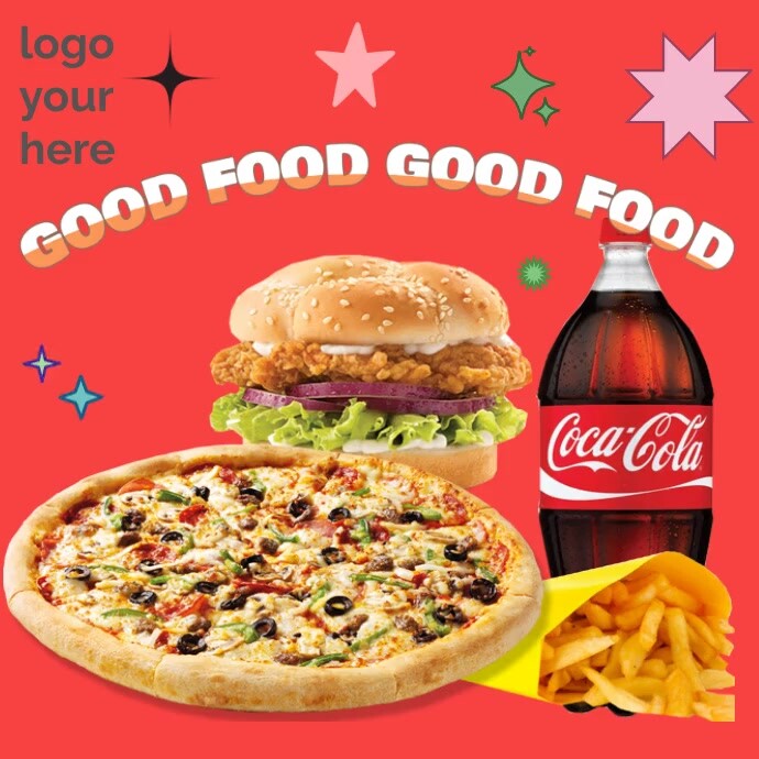 Red Joyful Good Food Good Food Instagram Post Templat | PosterMyWall