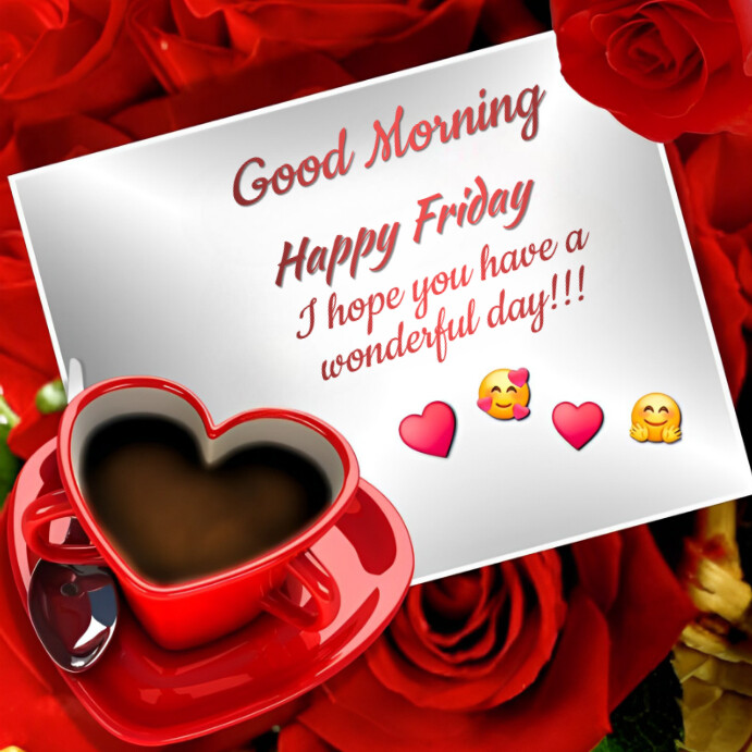Red Joyful Good Morning Happy Friday Instagram Post Template | PosterMyWall