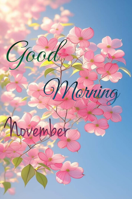Red Joyful Good Morning November Poster Modelo | PosterMyWall