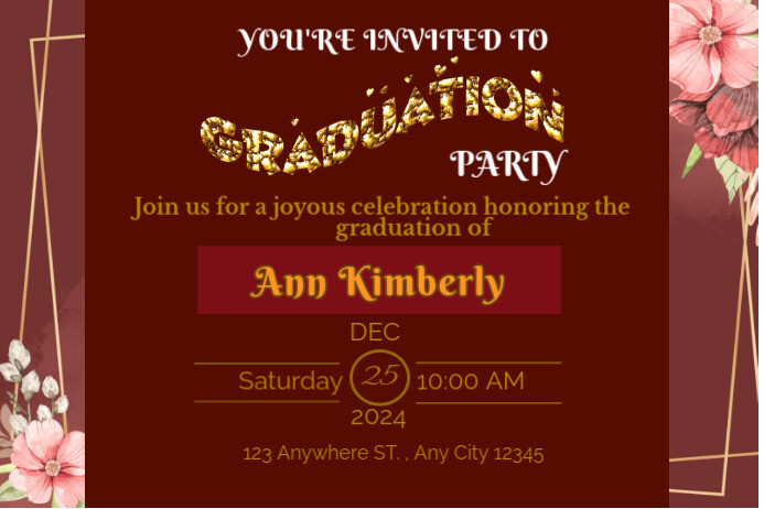 Red Joyful Graduation Party Invitation Poster Template | PosterMyWall
