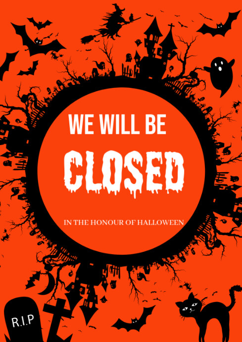 Copy of Red Joyful Halloween Closed Posters A4 | PosterMyWall