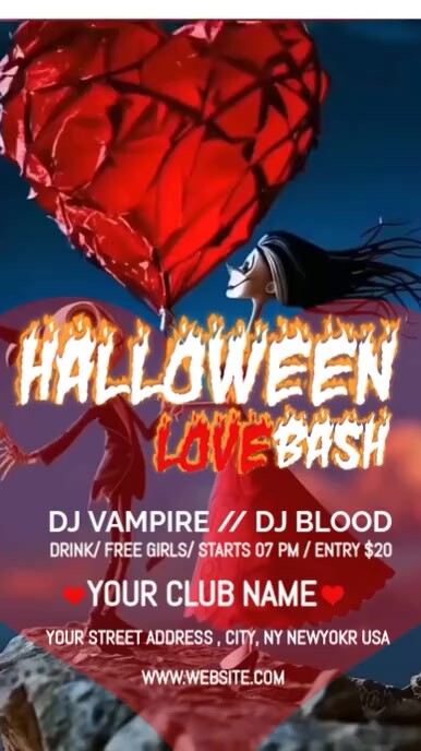 Red Joyful Halloween Love Bash Flyer Digital Display (9:16) Template | PosterMyWall