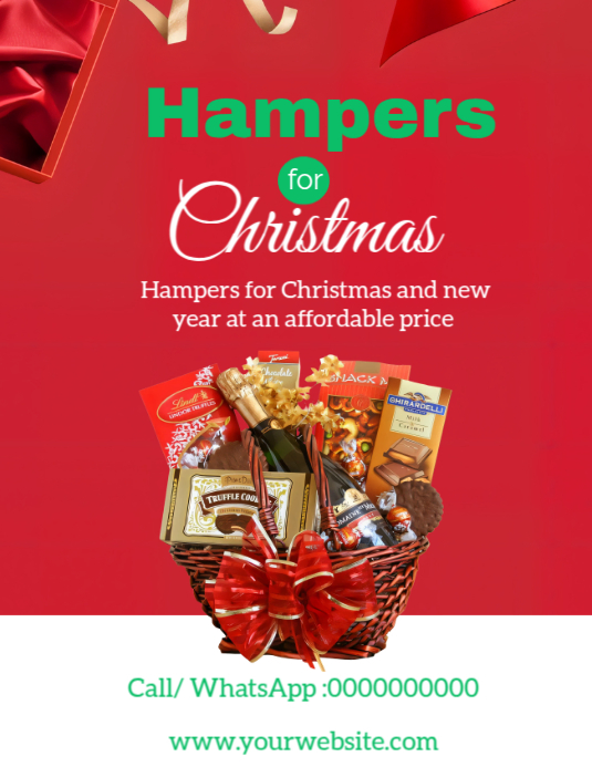 Red Joyful Hampers For Christmas Flyer (us Letter) Template | PosterMyWall