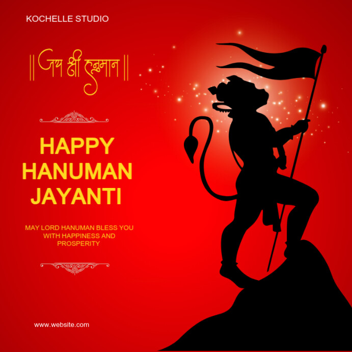 Red Joyful Hanuman Jayanti Instagram Post Template | PosterMyWall