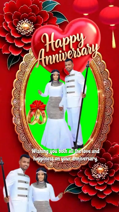 Red Joyful Happy Anniversary Frame Instagram Reel Template | PosterMyWall