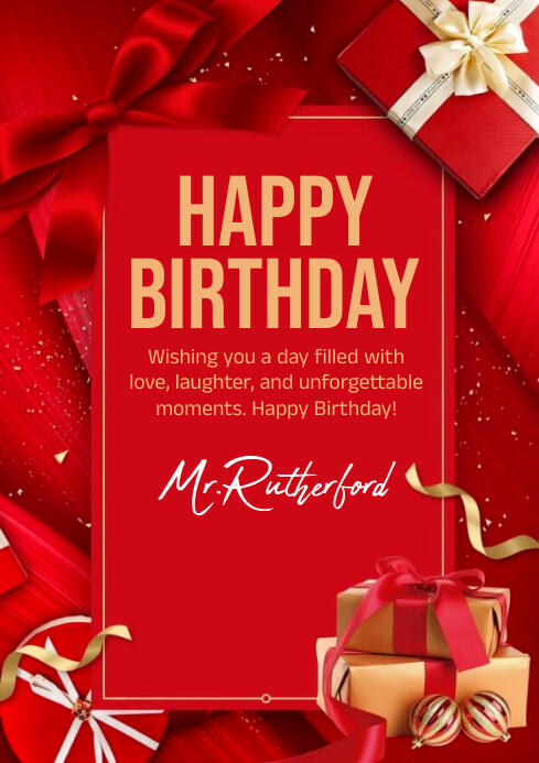 Red Joyful Happy Birthday A4 Template | PosterMyWall