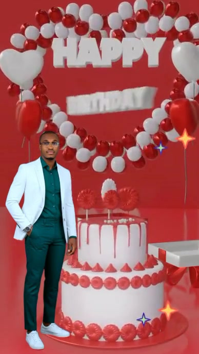 Red Joyful Happy Birthday Cake Instagram Reel Template | PosterMyWall