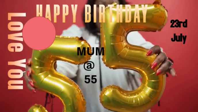 Red Joyful Happy Birthday Celebration Youtube Thumbnail Template ...