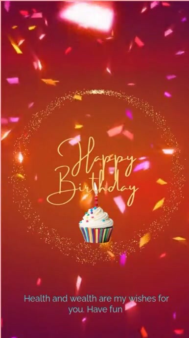 Red Joyful Happy Birthday Digital Display (9:16) Template | PosterMyWall