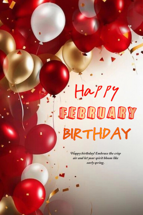 Copy of Red Joyful Happy Birthday February Poster | PosterMyWall