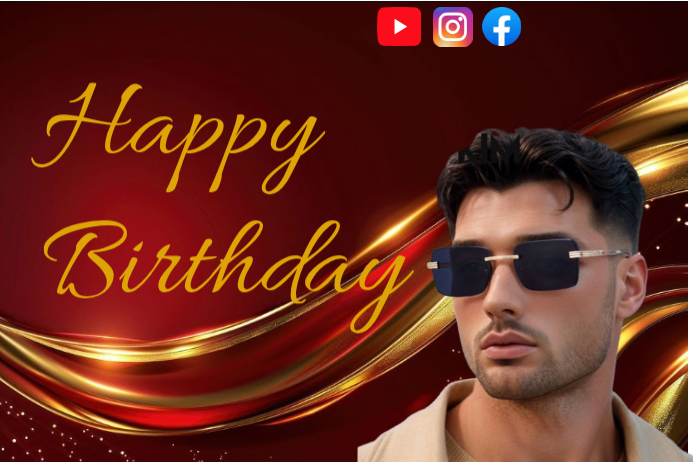Red Joyful Happy Birthday Label Template | PosterMyWall