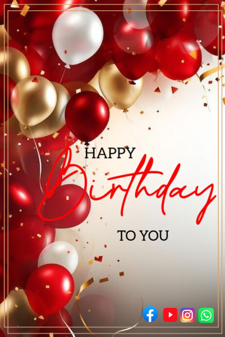 Copy of Red Joyful Happy Birthday Poster | PosterMyWall