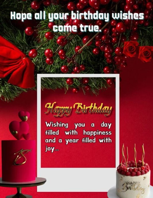Red Joyful Happy Birthday Wish Flyer (us Letter) Template | PosterMyWall