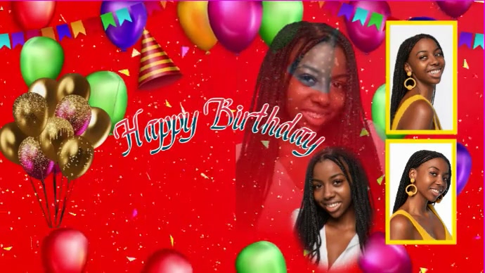 Red Joyful Happy Birthday Youtube Thumbnail Template | PosterMyWall