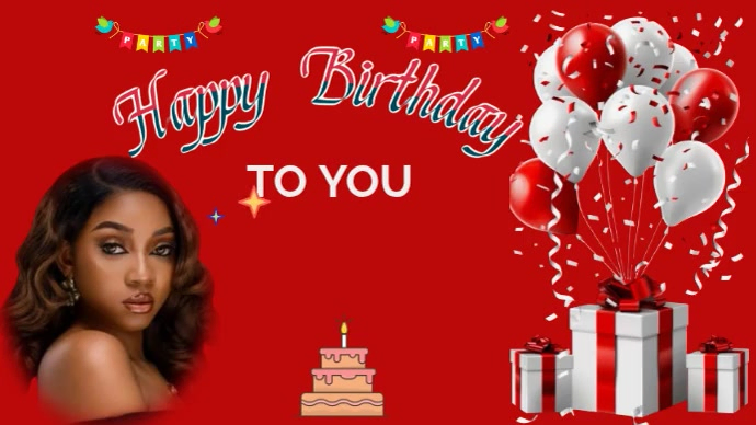 Red Joyful Happy Birthday Youtube Thumbnail Template | PosterMyWall