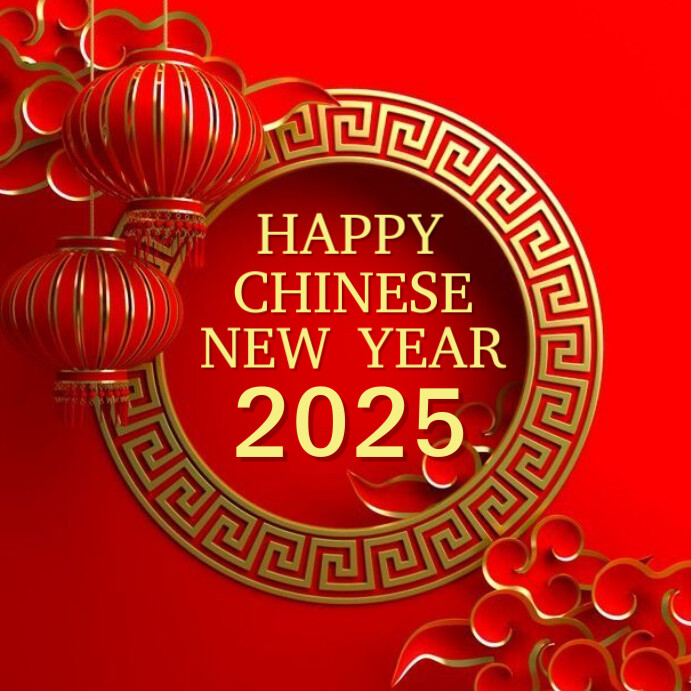 Red Joyful Happy Chinese New Year Card Template | PosterMyWall