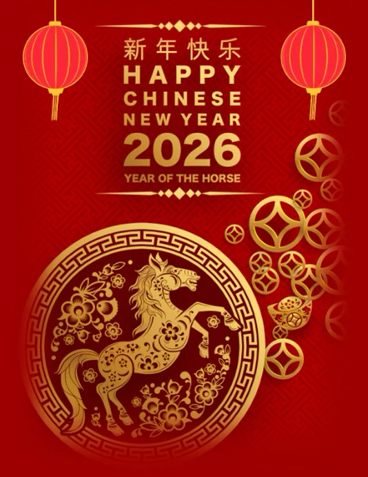 Red Joyful Happy Chinese New Year Video Flyer (us Letter) Template ...