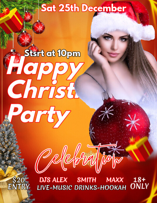 Copy of Red Joyful Happy Christmas Party Flyer (us Letter) | PosterMyWall
