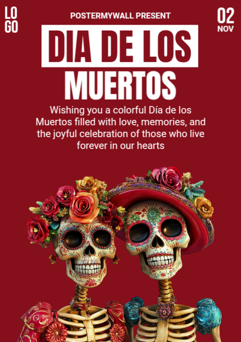Modèle Red Joyful Happy Dia De Los Muertos A1 | PosterMyWall