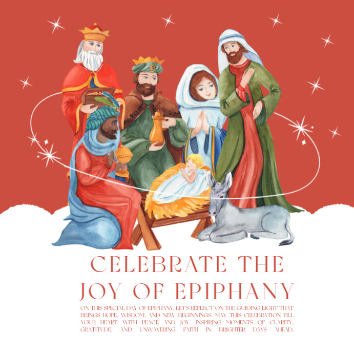 Red Joyful Happy Epiphany Day Instagram Post Template | PosterMyWall