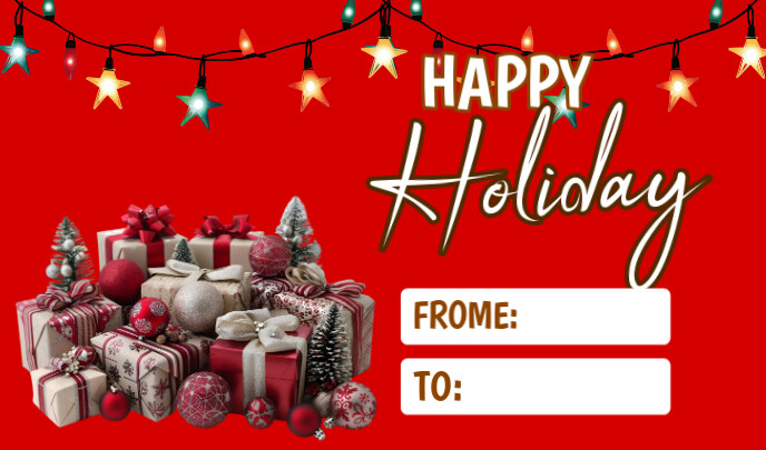 Red Joyful Happy Holiday Tag Template | PosterMyWall