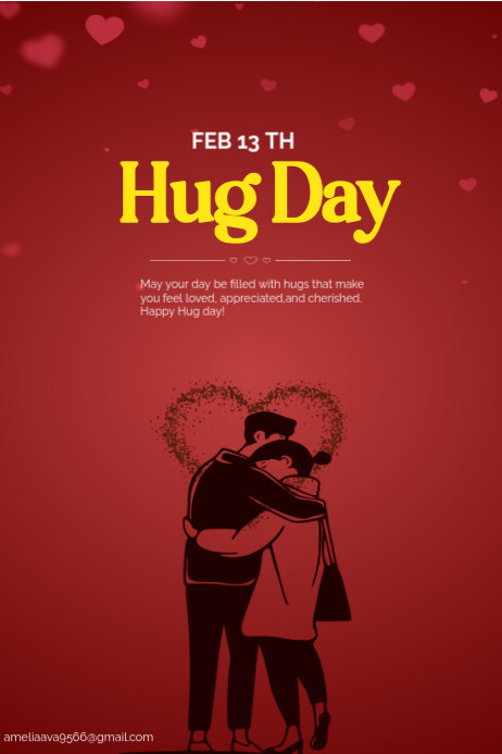 Red Joyful Happy Hug Day Poster Template | PosterMyWall