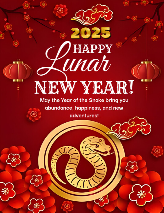 Copy of Red Joyful Happy Lunar New Year Flyer (us Letter) | PosterMyWall