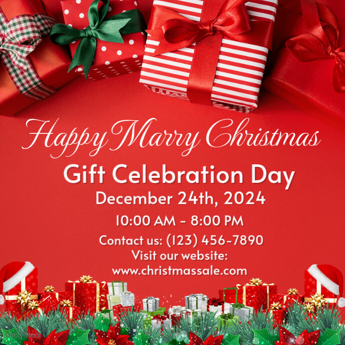 Red Joyful Happy Marry Christmas Gift Celebration Day Instagram Post ...