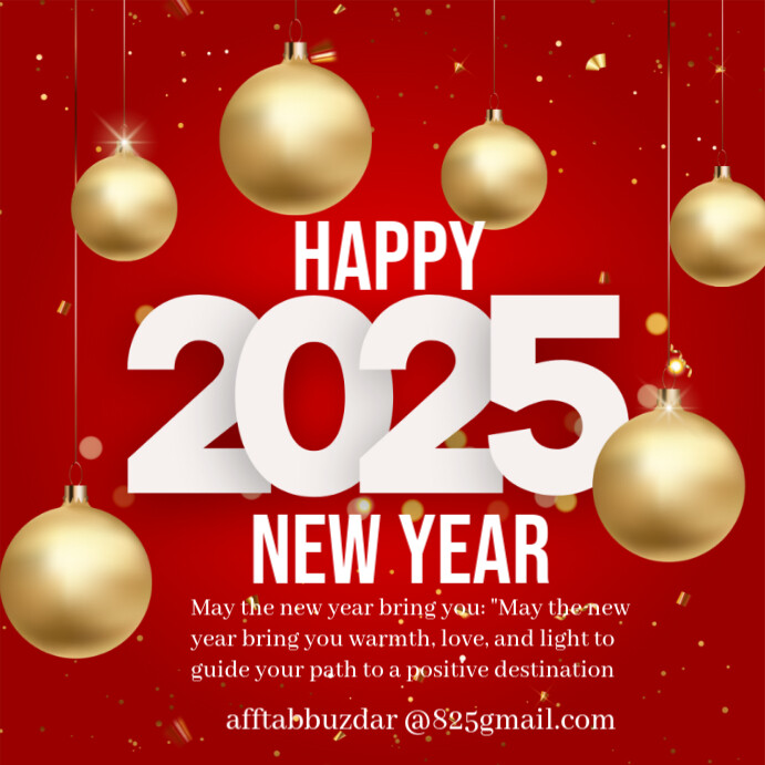 Red Joyful Happy New Year 2025 Greeting Cards Instagram Post Template ...