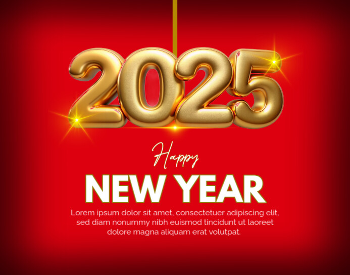 Red Joyful Happy New Year 2025 Poster/wallboard Template | PosterMyWall
