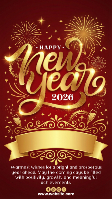 Plantilla de Red Joyful Happy New Year 2026 Instagram Story | PosterMyWall