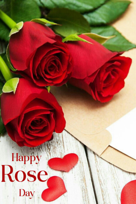 Red Joyful Happy Rose Day Poster Template | PosterMyWall