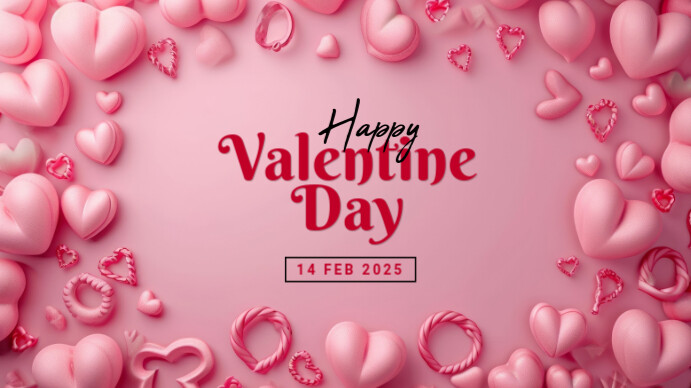 Red Joyful Happy Valentine Day Digital Display (16:9) Template ...