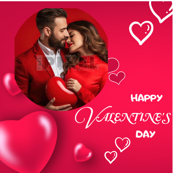 Red Joyful Happy Valentine Instagram Post Template | PosterMyWall